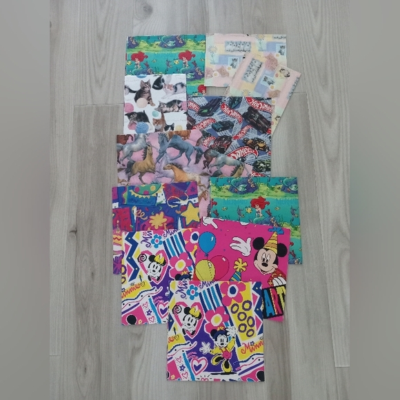 Party Supplies | Vintage Wrapping Paper Lot 199s Kids Disney Minnie ...